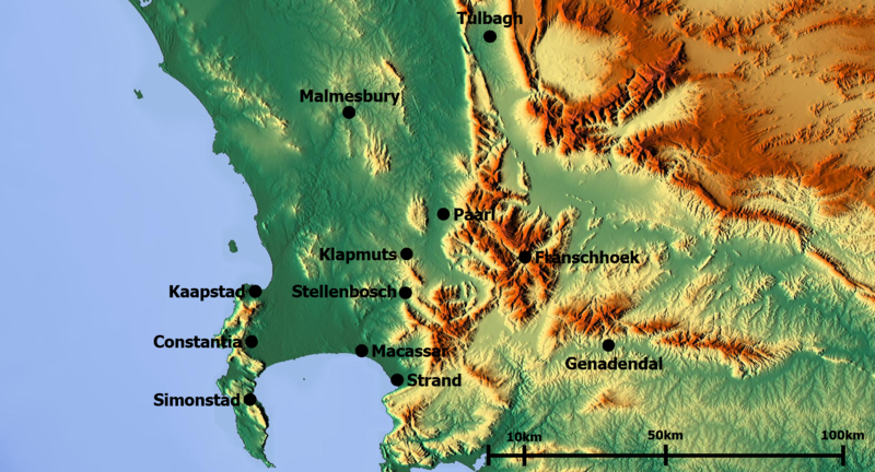 Map of the area of colonial settlement
